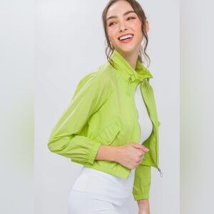 Love Tree | Jackets & Coats | Lime Long Sleeve Cropped Bomber Jacket ...
